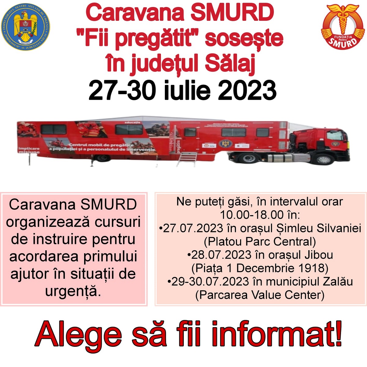 Caravana SMURD „Fii pregătit” ajunge din nou în județul Sălaj - ZTV.ro ...