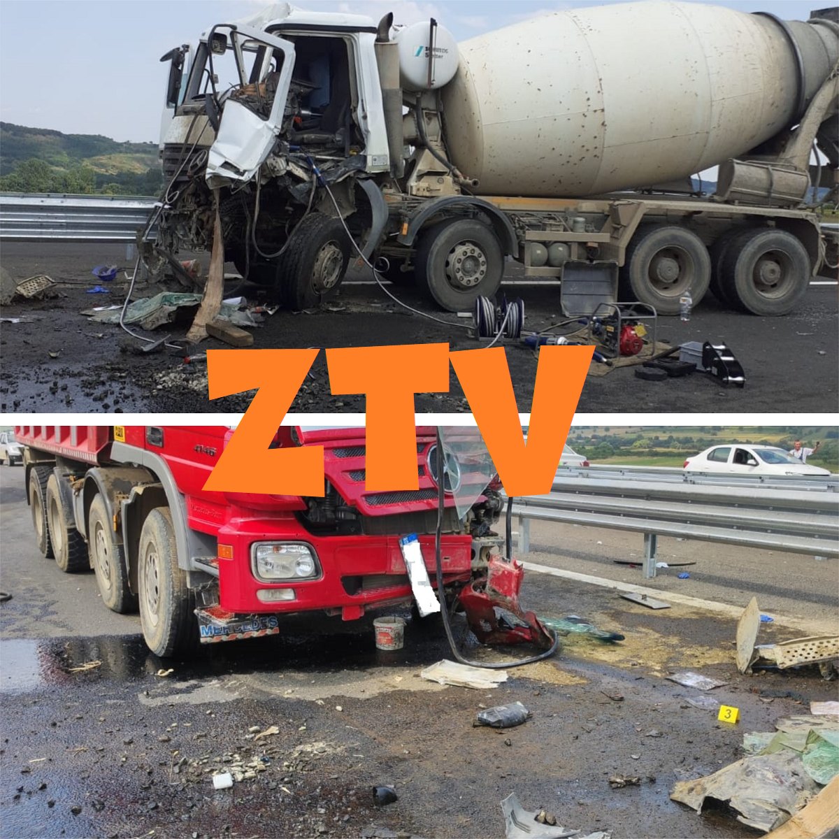 ACCIDENT ÎNTRE O BETONIERĂ ȘI O BASCULANTĂ - ZTV.ro - Zalau TV